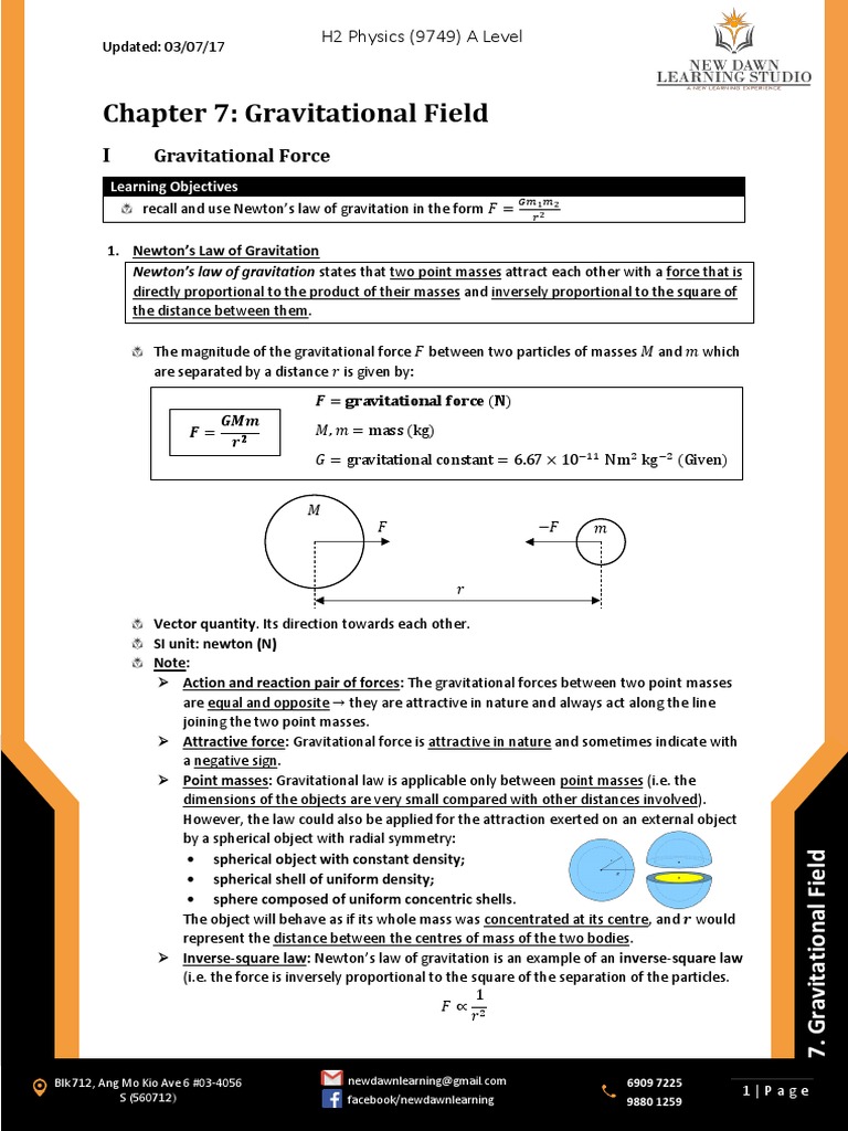 Gravitational Field Note W Sol | PDF | Mass | Gravity