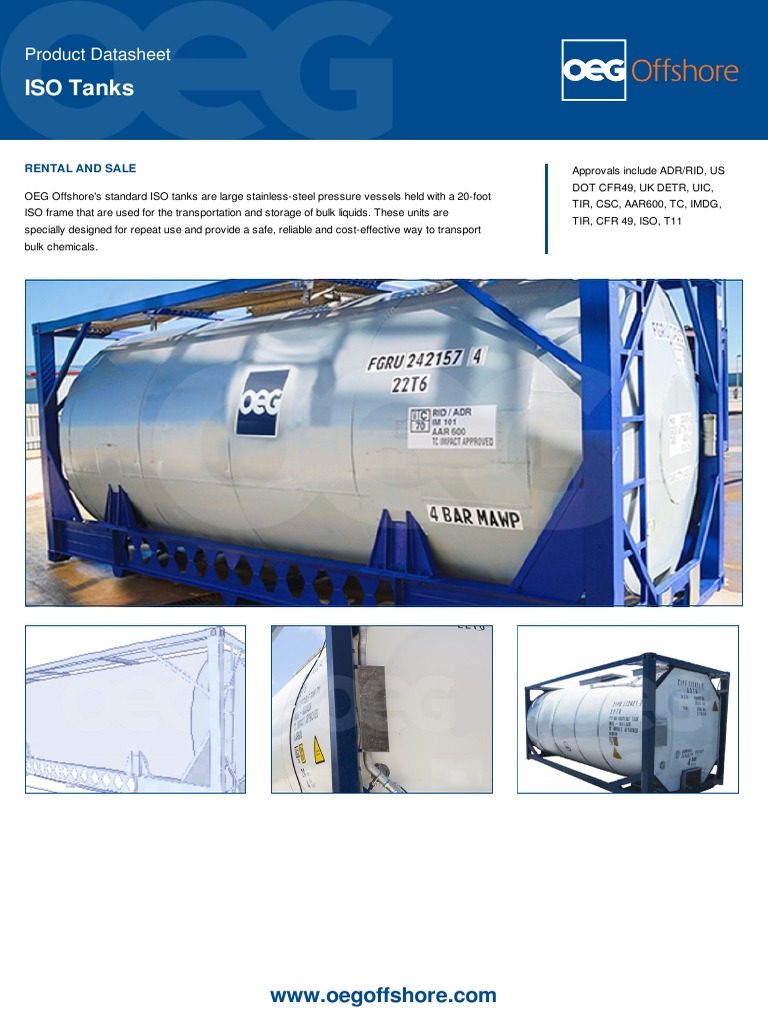 ISO Tanks: Product Datasheet | PDF | Manufactured Goods