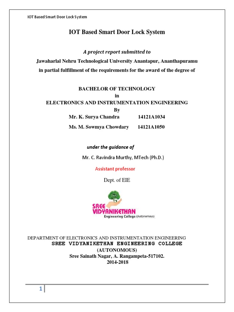 Project Report - IoT Based Smart Door System | PDF | Manufactured Goods ...