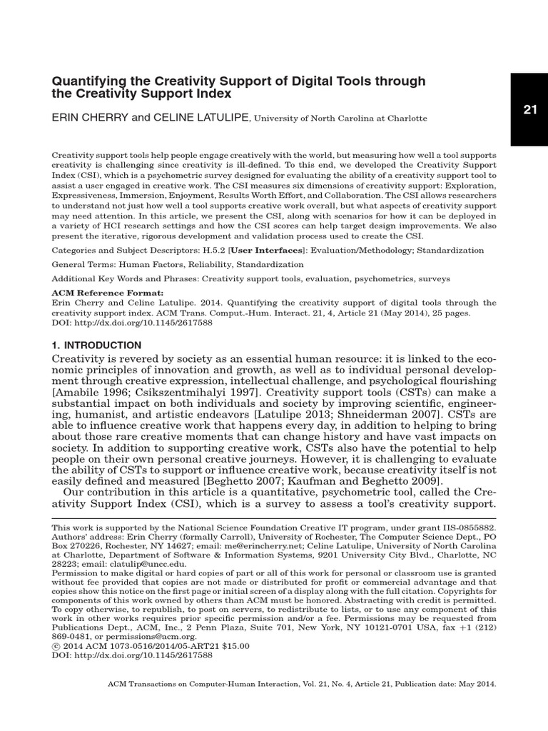 Quantifying The Creativity Support of Digital Tools Through The ...