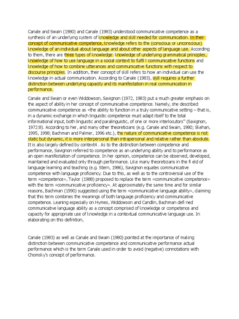 Models of Communicative Competence: An Analysis of the Theoretical ...