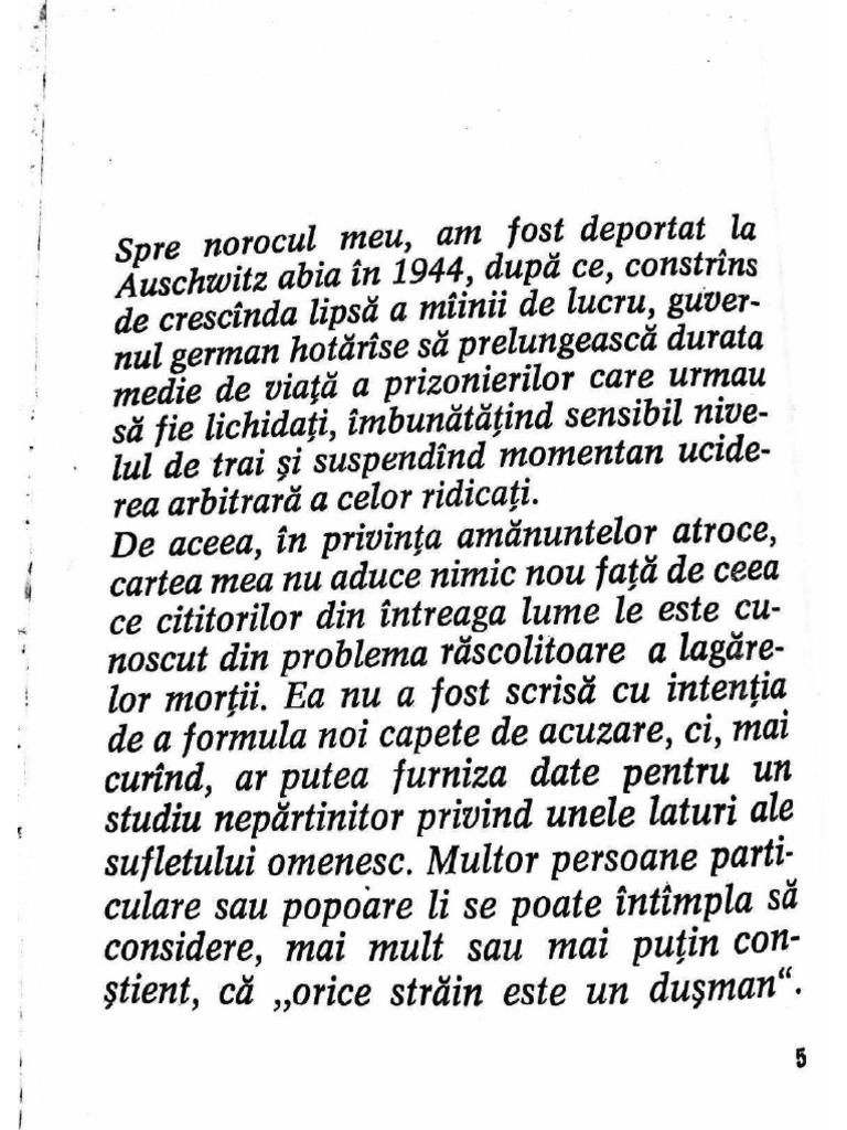 Primo Levi - Mai Este Oare Acesta Un Om - Varianta in Romana | PDF