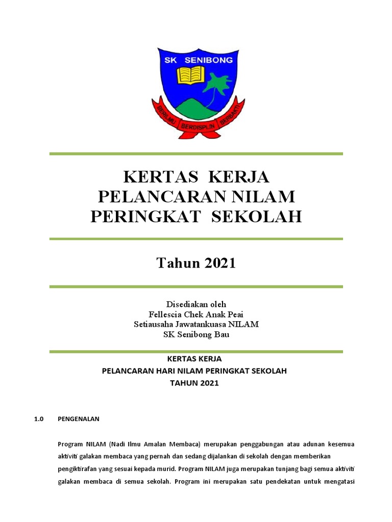 Kertas Kerja Pelancaran Program Nilam 2021 | PDF