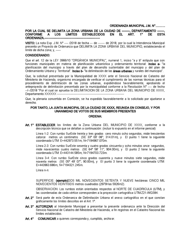 Ejemplo de Proyecto de Ordenanza | PDF