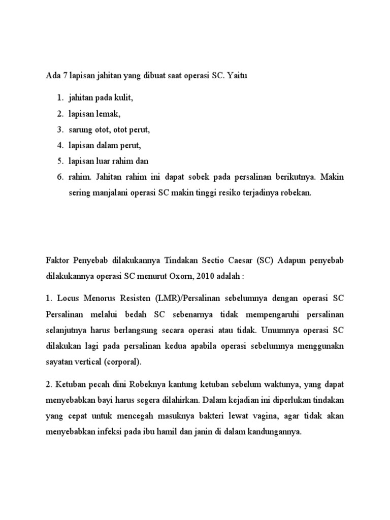 Ada 7 Lapisan Jahitan Yang Dibuat Saat Operasi SC | PDF