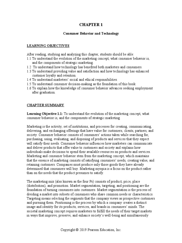 Consumer Behavior and Technology Learning Objectives | PDF | Marketing ...