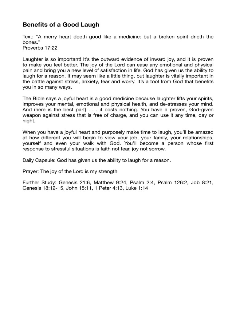 The Healing Power of Laughter | PDF | Jesus | Prayer