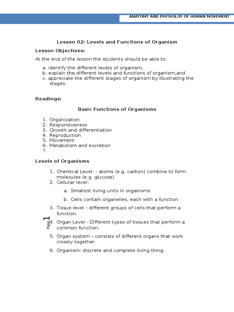 Anaphy Lesson 2 | PDF | Organisms | Cell (Biology)
