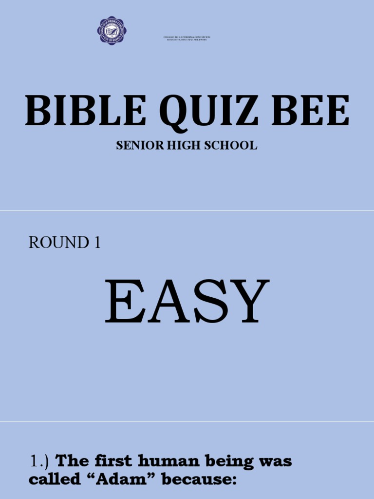 Bible Quiz Bee: Senior High School | PDF | Jesus | Christianity