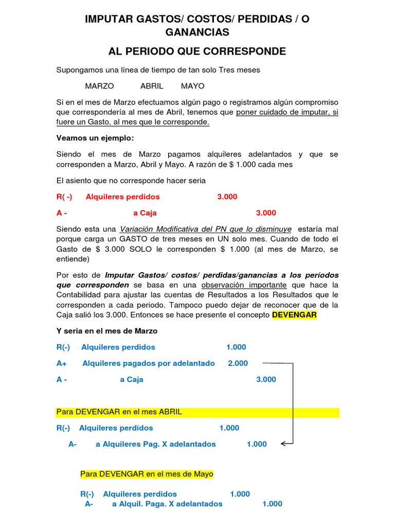 IMPUTAR y DEVENGAR Al PERIODO CORRESPONDIENTE | PDF | Economias
