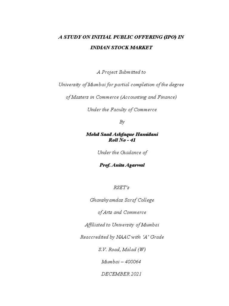 Draft IPO Project | PDF | Initial Public Offering | Investing