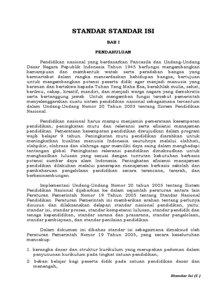 Program Standar Isi | PDF