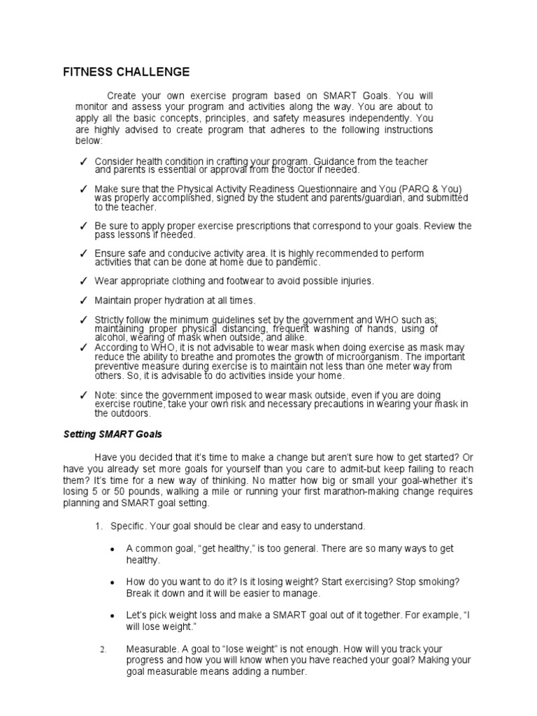 Fitness Challenge | PDF | Physical Fitness | Goal