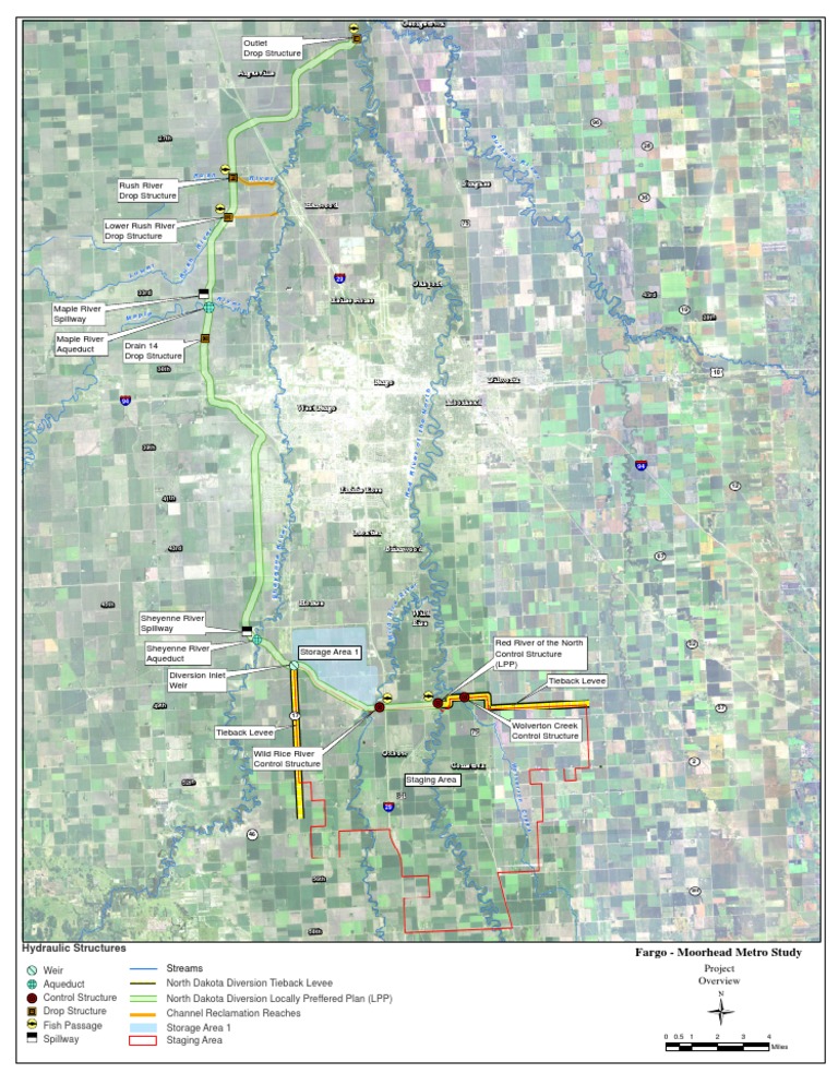 Fargo Flood Diversion Project Overview Map Pdf Fargo Water Management