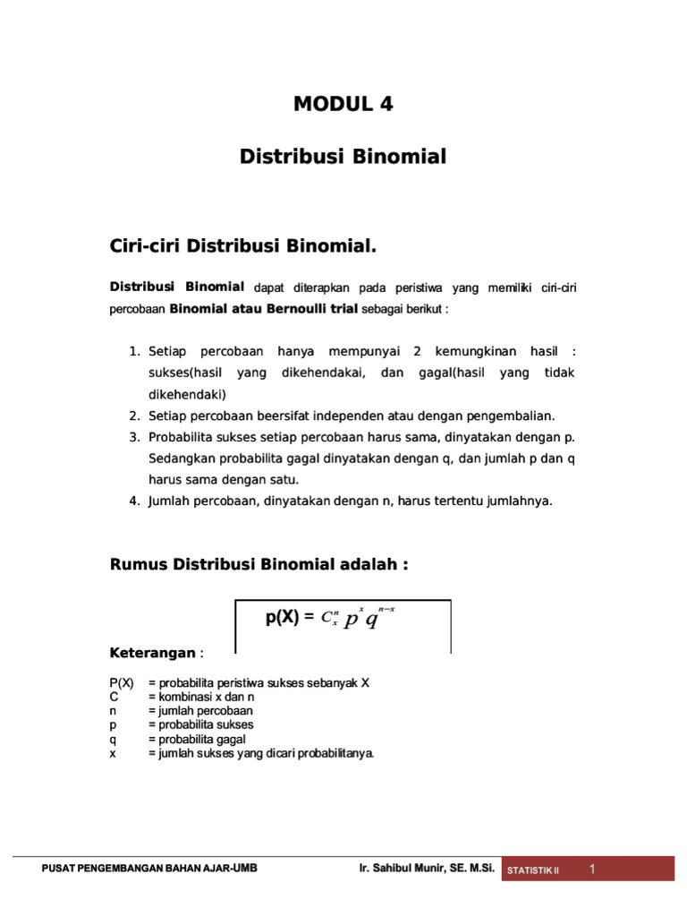 Panduan Distribusi Binomial dan Tabelnya | PDF
