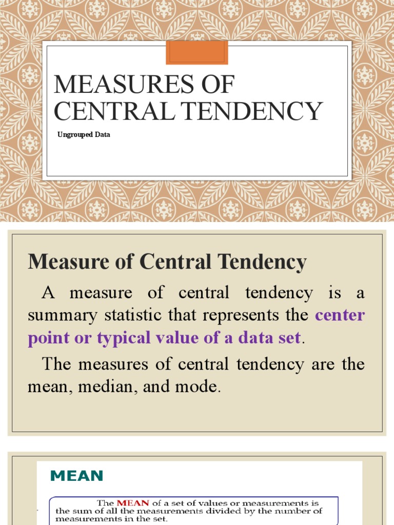 Measures of Central Tendency: Ungrouped Data | PDF | Mode (Statistics ...