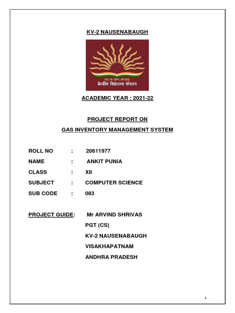 Ankit Punia's Project Report on Developing a Gas Inventory Management ...
