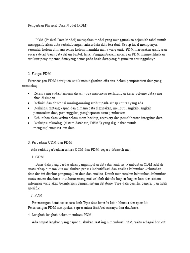 Physical Data Model | PDF