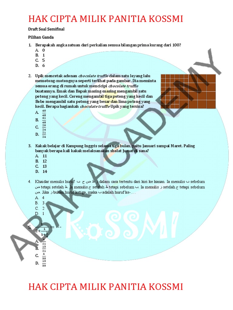 Soal Semifinal Level 2 MTK - Kossmi | PDF