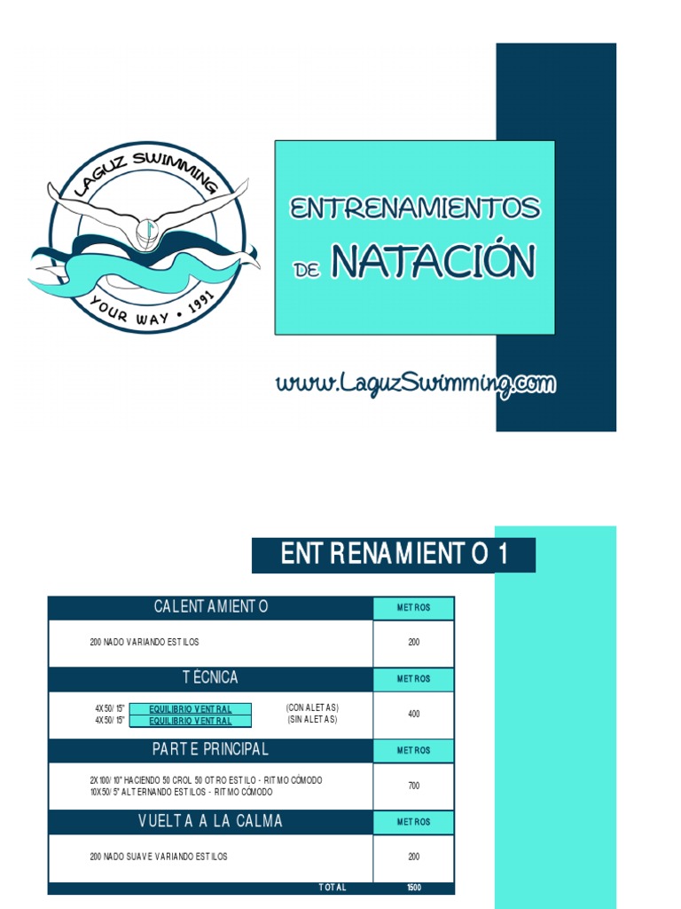 Plan de entrenamiento para natación de 10 sesiones | PDF | Deportes ...