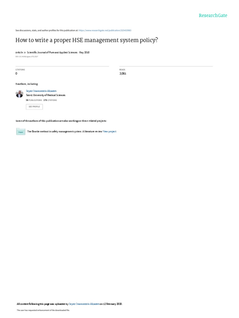 How To Write A Proper HSE Management System Policy | PDF | Occupational ...