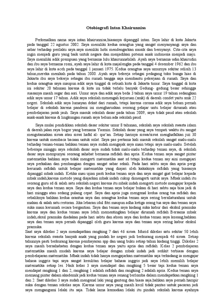 Otobiografi Intan Khairunnisa | PDF