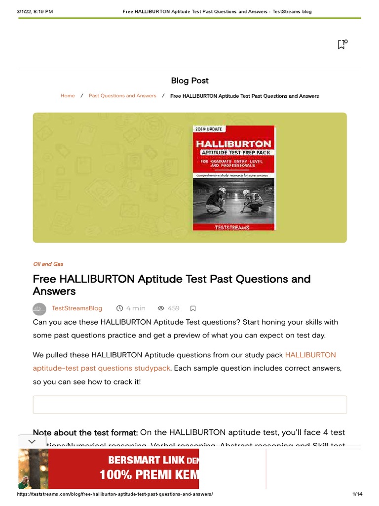 Free HALLIBURTON Aptitude Test Past Questions and Answers - TestStreams ...