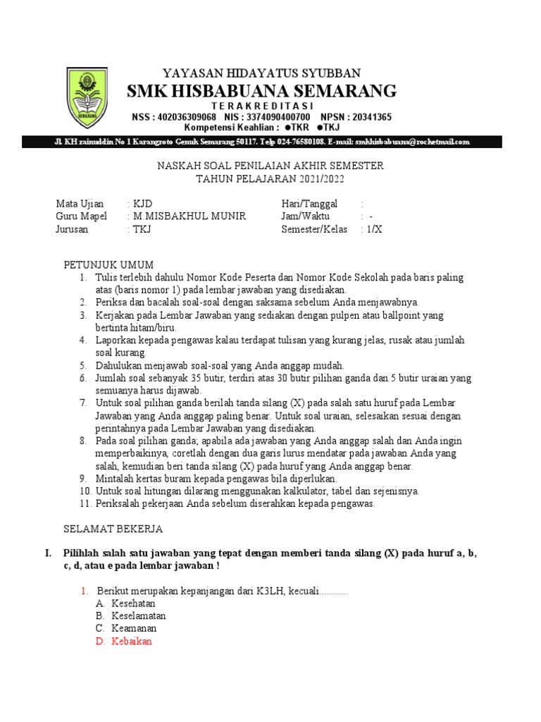 Soal KJD 21 | PDF | Komputer