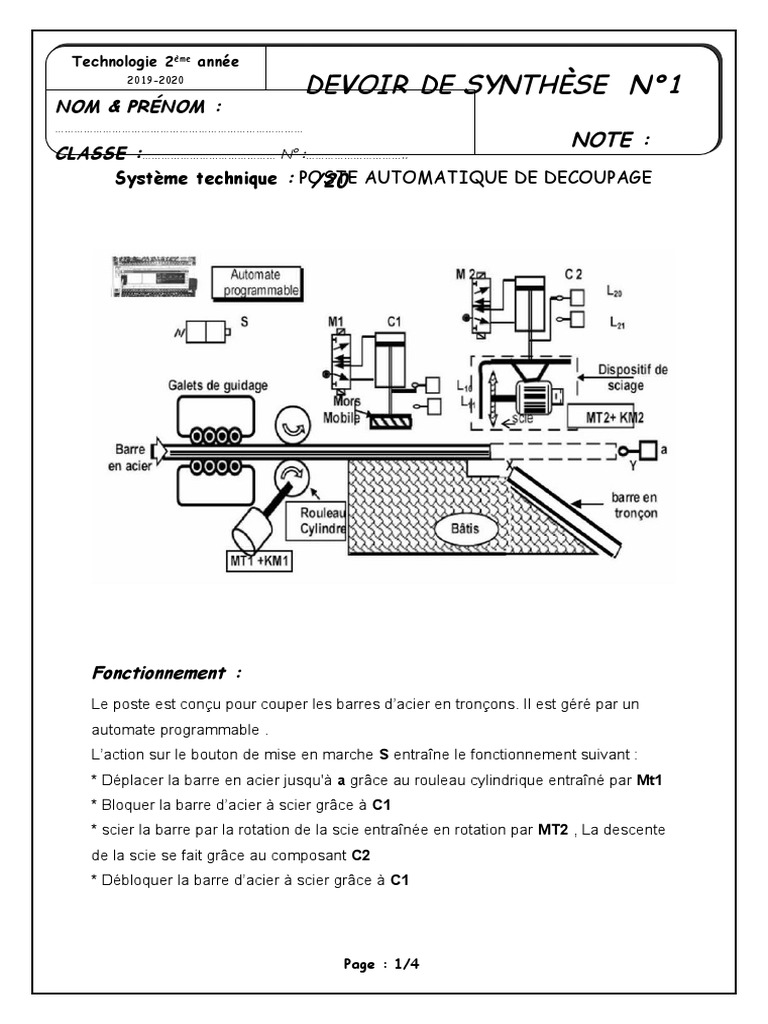 2018-2019-DCN°1 - 1ère-Poste Automatique de Découpage | PDF
