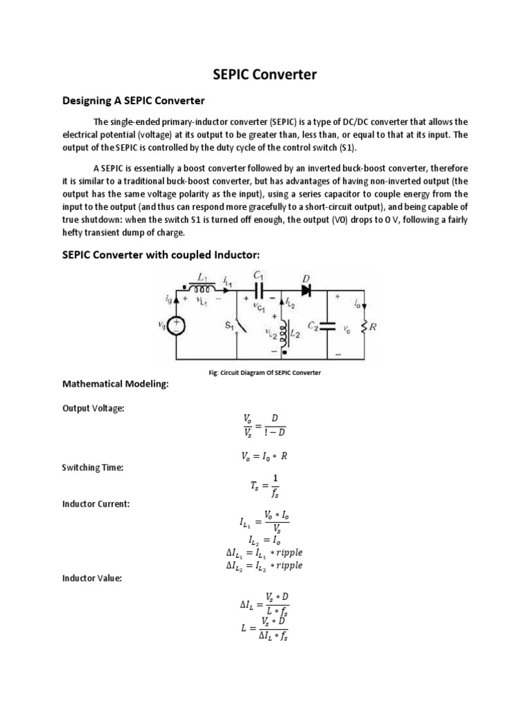SEPIC Converter | PDF | Voltage | Physical Quantities