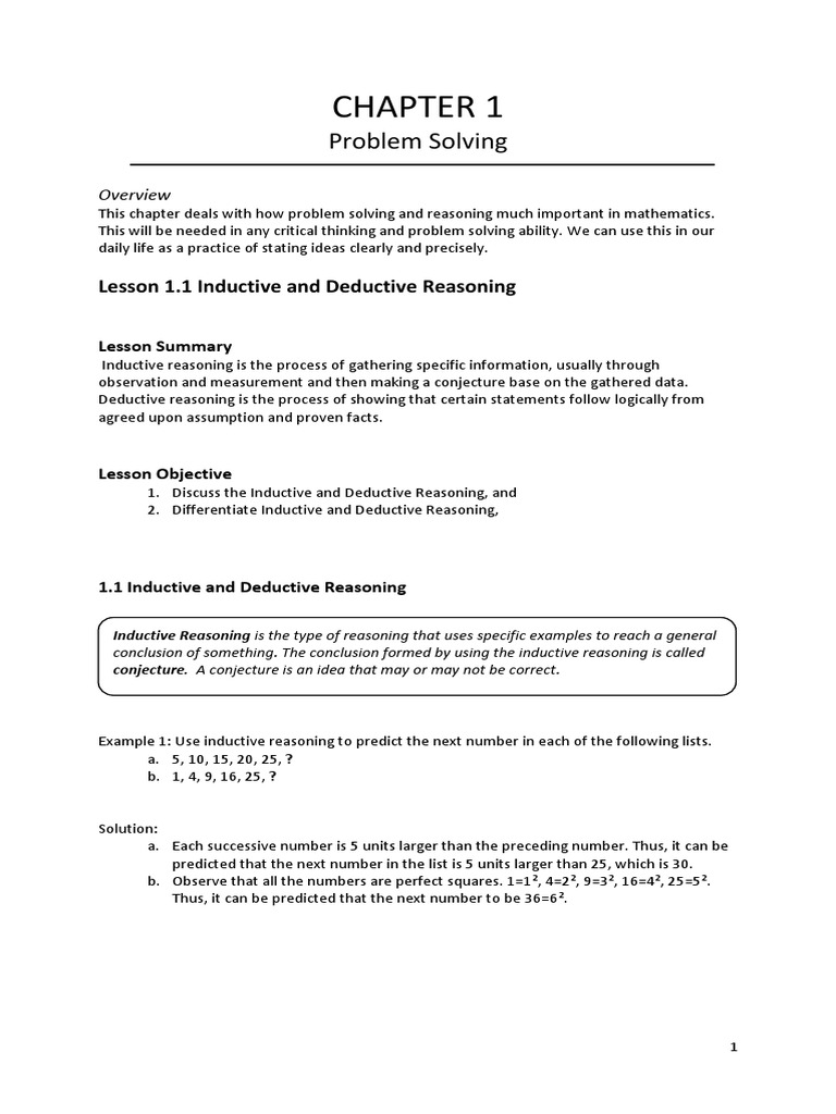Mathematics in The Modern World Chapter 1 | PDF | Inductive Reasoning ...