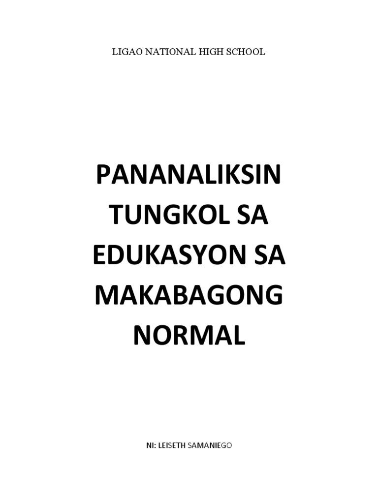 Edukasyon Sa Kasagsagan NG Pandemya | PDF