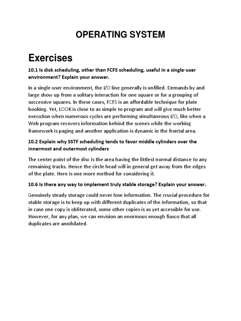 Operatin System Assignment CH 10 | PDF | Computers