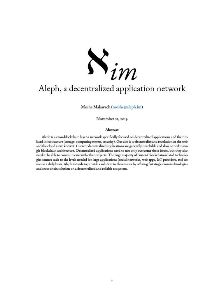 Aleph Whitepaper | PDF | Computer Network | Peer To Peer