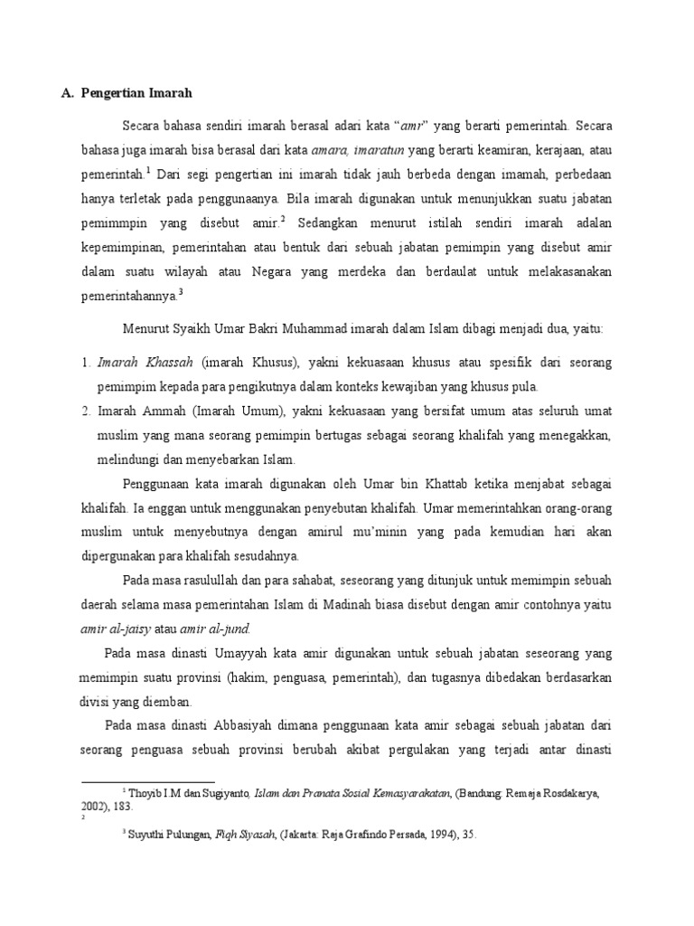 Pengertian Imarah | PDF