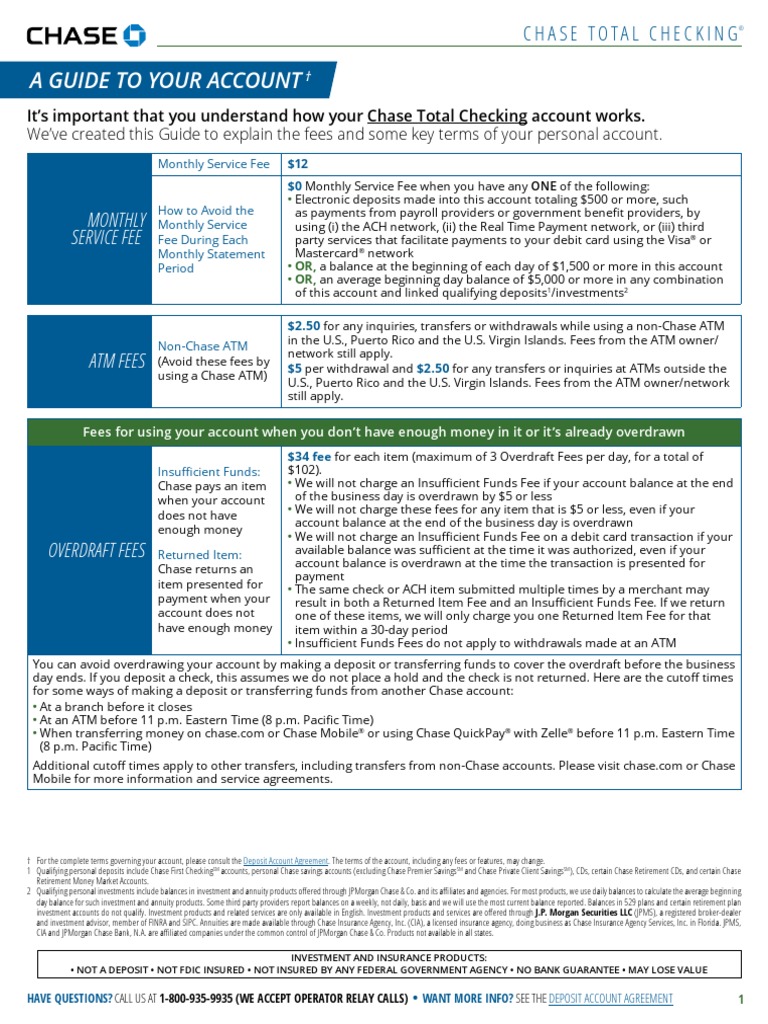 Guide to Chase Total Checking Account Fees | PDF | Overdraft | Transaction Account