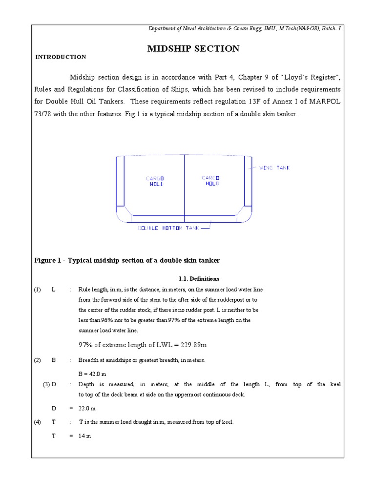 Midship Section Design for Tankers | PDF | Bending | Water Transport