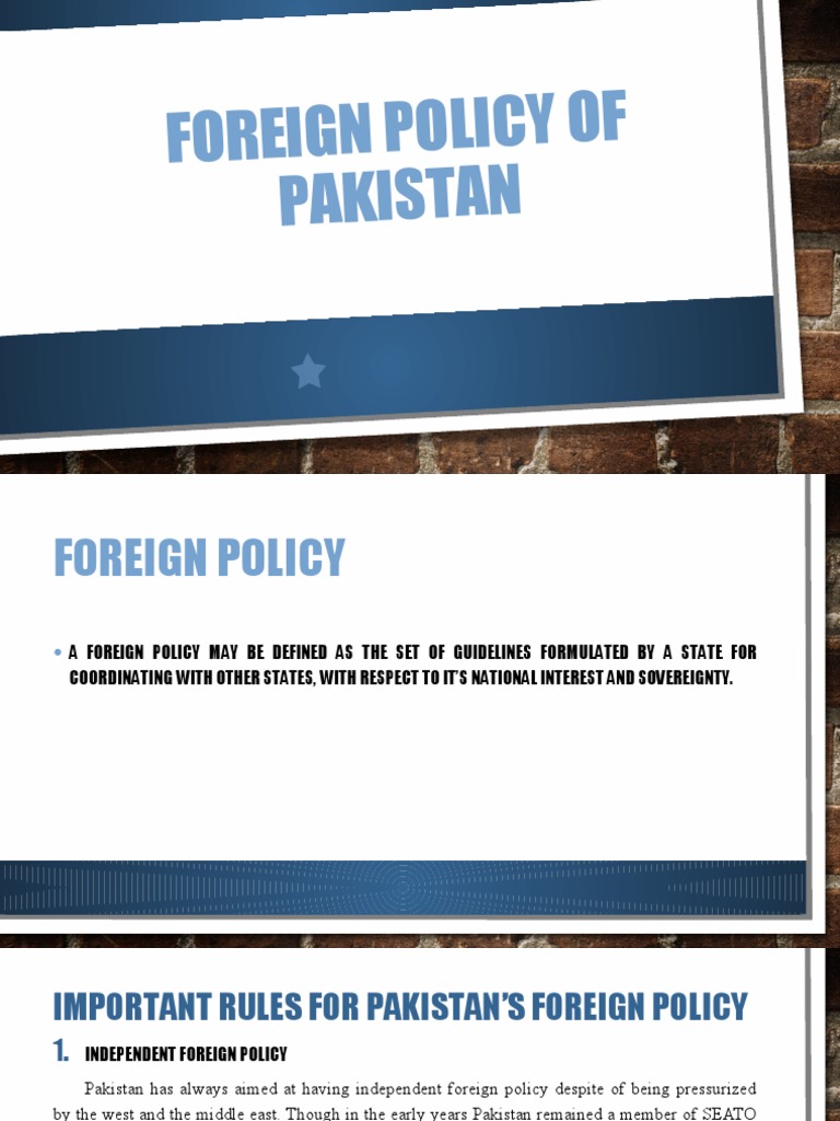 Key Principles of Pakistan's Foreign Policy | PDF | Pakistan | Non ...