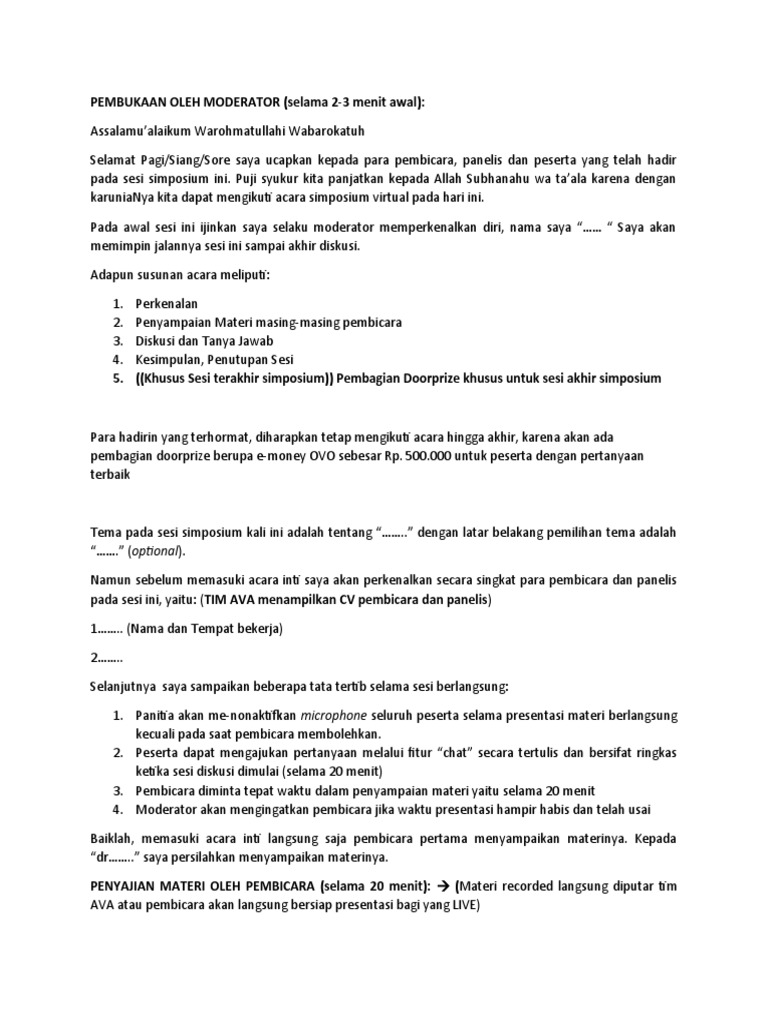 CUE CARDS MODERATOR Symposium | PDF | Griya & Taman