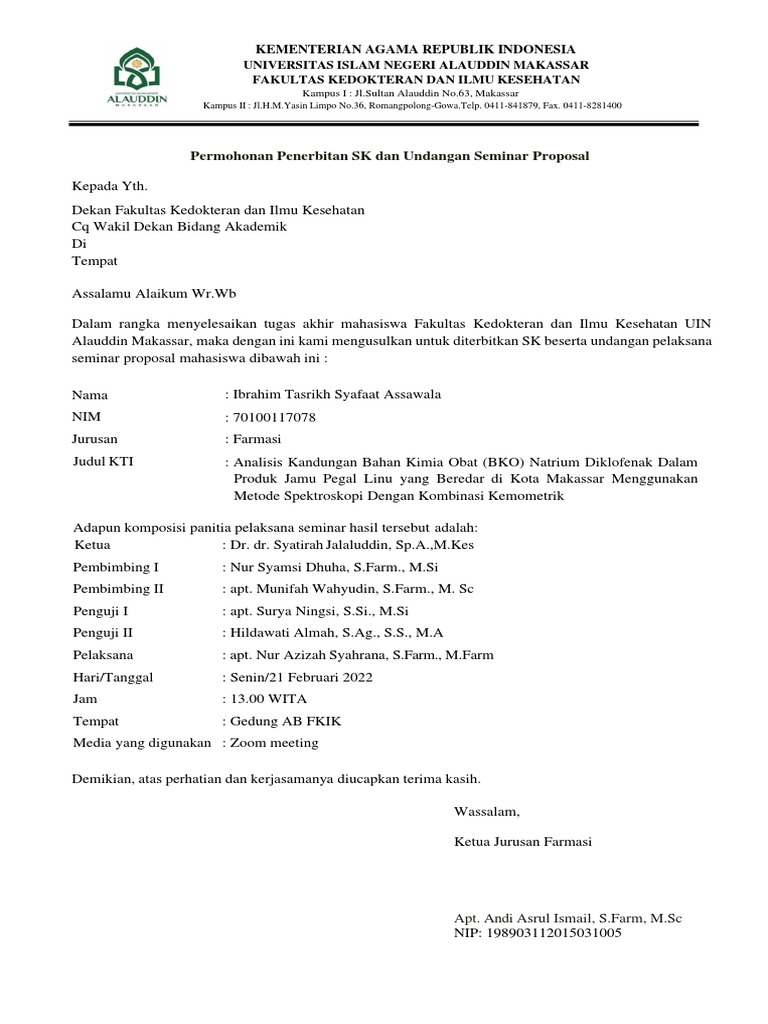 Surat Permohonan Sempro Ibrahim | PDF