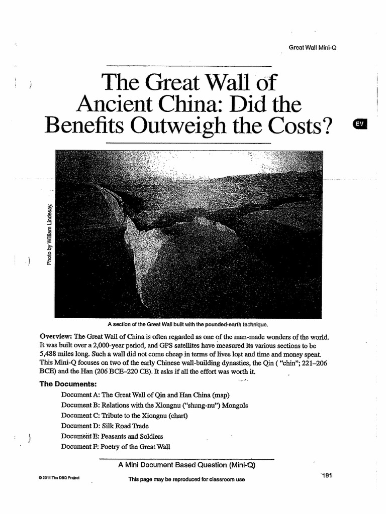 The Costs and Benefits of Ancient China's Great Wall: A Analysis of the ...