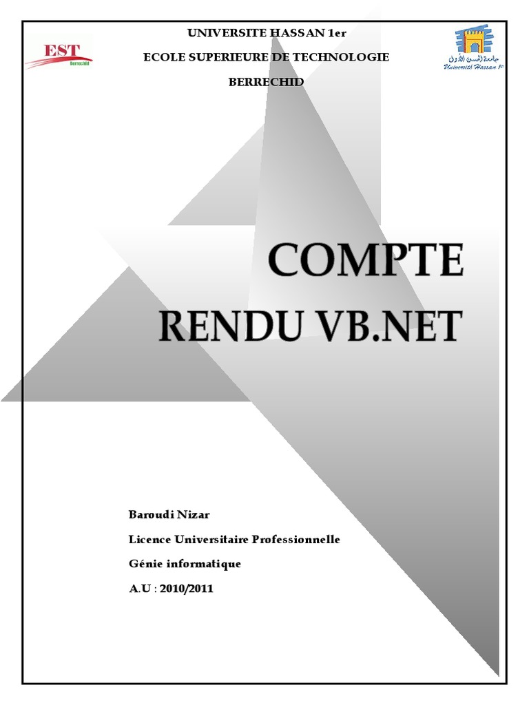 Compte Rendu VB Net | PDF | Computer Programming | Software Engineering
