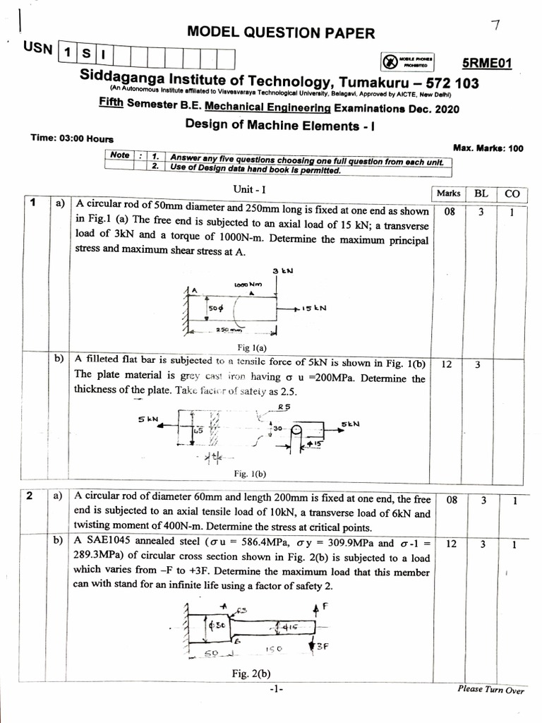 DME 1 Question Papers | PDF | Belt (Mechanical) | Stress (Mechanics)