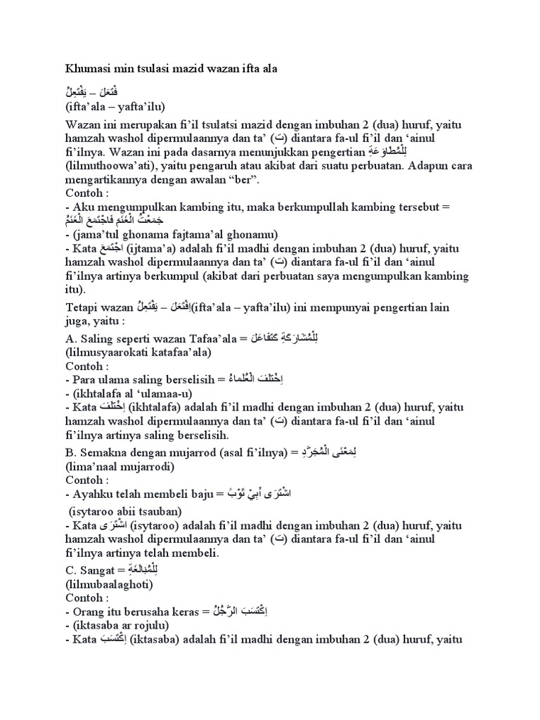 Wazan Ifta'ala dalam Fi'il Khumasi | PDF