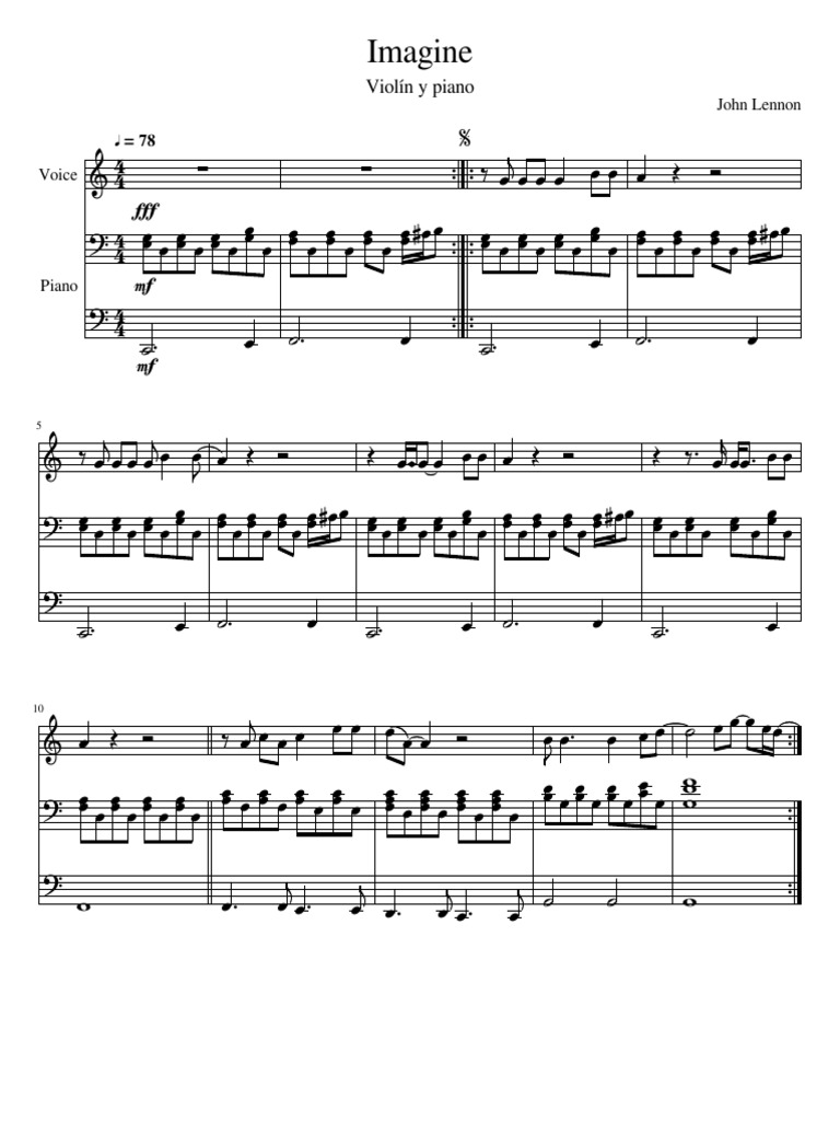 Imagine Violin y Piano | PDF | Classical Music | The Beatles