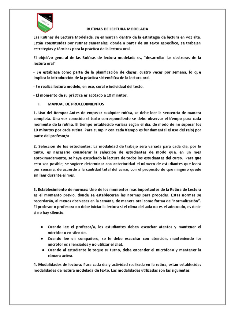 Rutinas de Lectura Modelada | PDF | Hora | Ciencia cognitiva
