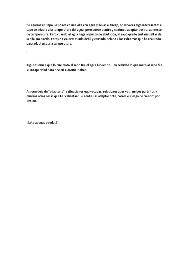 El Sapo en El Agua Caliente | PDF