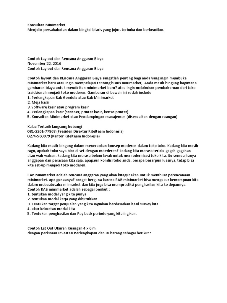 Rab Mini Market 2 | PDF | Bisnis