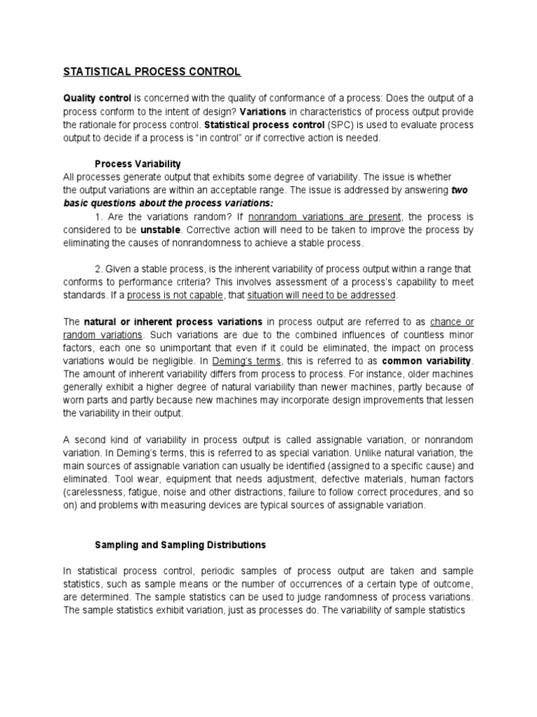 Statistical Process Control | PDF | Statistics | Sampling (Statistics)