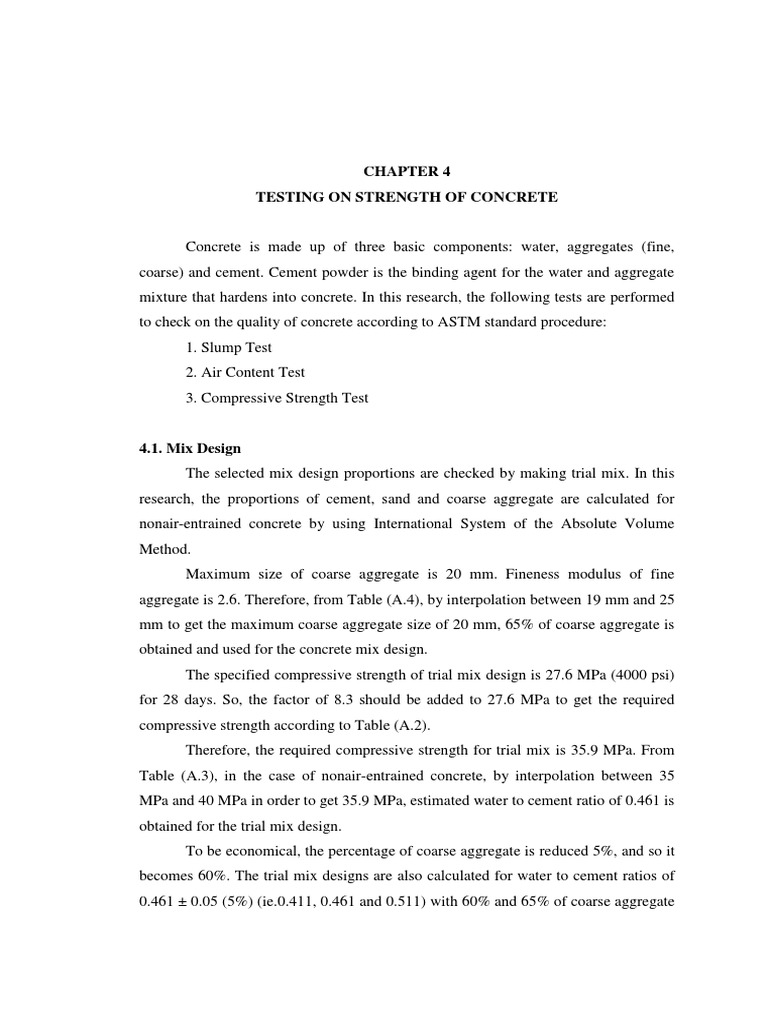 Analysis of Concrete Mix Designs and Testing of Compressive Strength ...